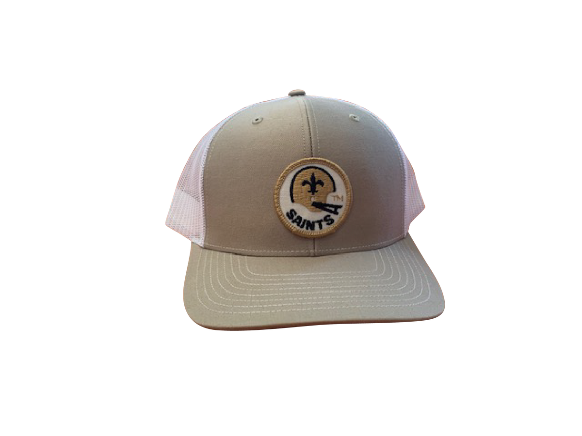 New Orleans Saints Patch Trucker Cap - Tan/White – BooshieAthletic